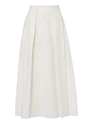 Elie Saab Cotton Midi Skirt - White