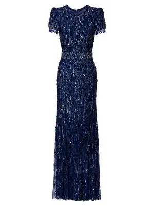 Jenny Packham Roxy Sequined Gown - Blue