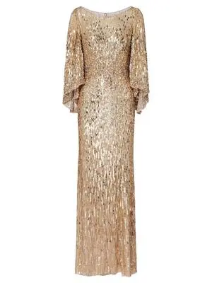 Jenny Packham Ines Sequined Gown - Gold