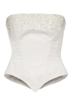 CLIO PEPPIATT Evie Beaded Corset - White