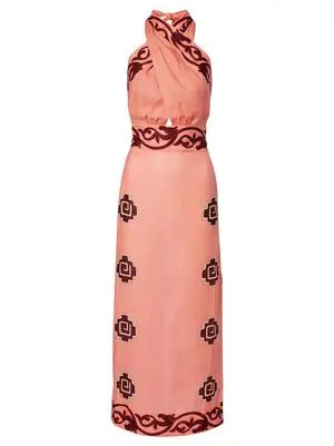 Johanna Ortiz Energetic Patterns Linen Maxi Dress - Pink