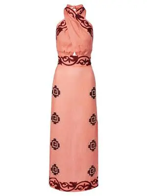 Johanna Ortiz Energetic Patterns Linen Maxi Dress - Pink