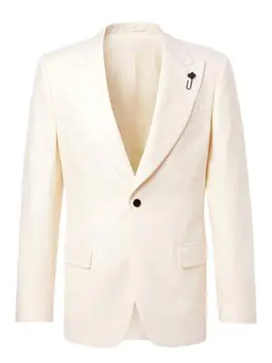 LARDINI Single-breasted Virgin Wool Blazer - White