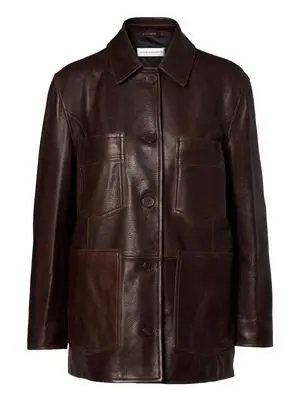 Nour Hammour Lamb Leather Jacket - Brown