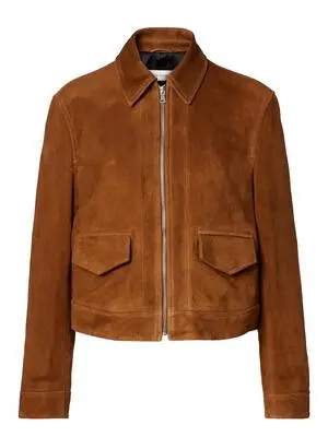 Nour Hammour Vanves Suede Bomber Jacket - Brown