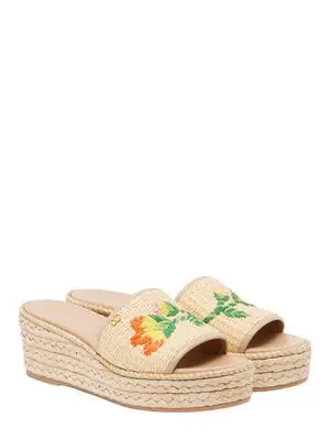 Valentino Garavani Bribri 65 Raffia Espadrille Wedges - Beige