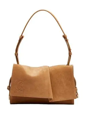 CHRISTIAN LOUBOUTIN Baggy Small Suede Shoulder Bag - Beige