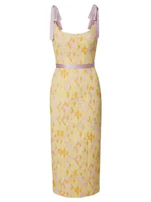 MARKARIAN Acacia Embroidered Brocade Corset Dress - Yellow