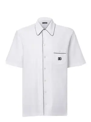 Dolce & Gabbana Dg Cotton And Silk Piqué Bowling Shirt - White