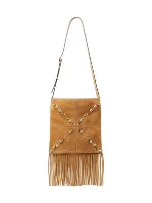 Valentino Garavani Nellcôte Medium Suede Shoulder Bag - Beige
