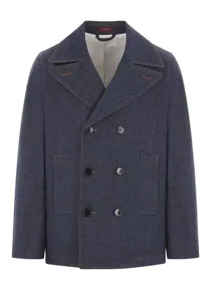 Gucci Double-breasted Pea Coat - Dark Blue Mix