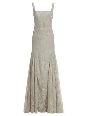 Costarellos Elysia Beaded Lace Gown - Grey
