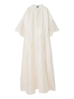 Thierry Colson Rachel Broderie Anglaise Cotton And Silk-blend Kaftan - White