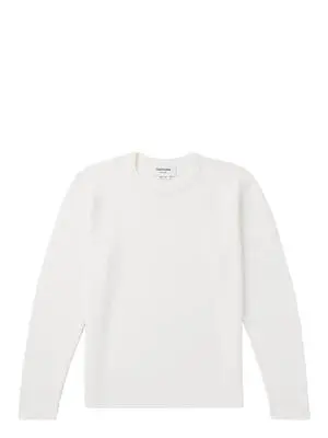 Thom Browne Jacquard-trimmed Virgin Wool-blend Sweater - White