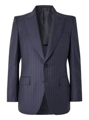 TOM FORD Dyllan Slim-fit Pinstriped Wool-twill Suit Jacket - Blue