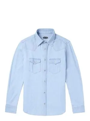 TOM FORD Cotton-chambray Western Shirt - Blue