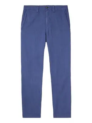 Ralph Lauren Straight-leg Linen And Cotton-blend Trousers - Blue