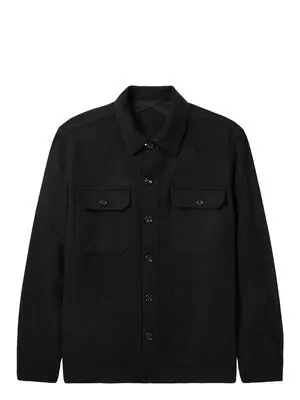 Ralph Lauren Purple Label Basketweave-knit Cashmere Shirt Jacket - Black