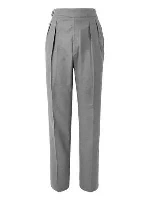 Ralph Lauren Purple Label Gregory Tapered Pleated Worsted Wool-flannel Trousers - Gray