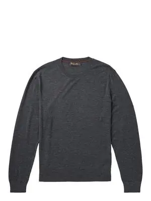 Loro Piana Sottile Slim-fit Wool, Silk And Cashmere-blend Sweater - Gray