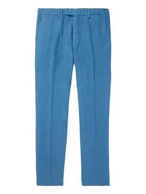Boglioli Slim-fit Straight-leg Linen Suit Trousers - Blue
