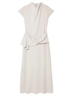 Tove Clem Draped Crepe Maxi Dress Light Gray