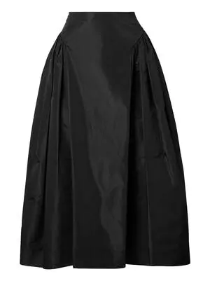 Simone Rocha Pleated Taffeta Midi Skirt - Black