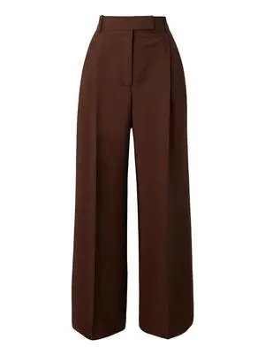 RÓHE Pleated Wool And Mohair-blend Pants - Brown