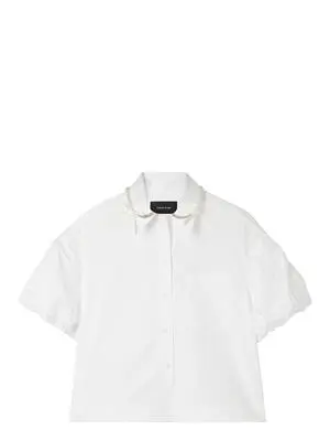 Simone Rocha Cropped Embellished Cotton-poplin Shirt - White