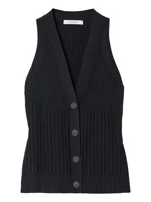 Max Mara Bimba Ribbed Cotton-blend Vest - Black