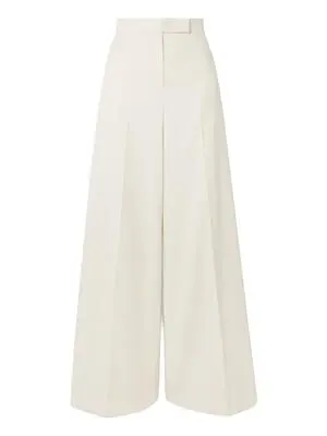 Max Mara Cotton-blend Wide-leg Pants - White