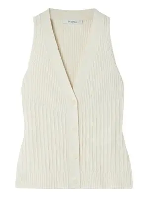 Max Mara Bimba Ribbed Cotton-blend Vest - Ivory