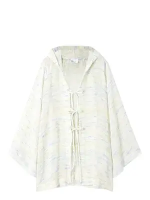 Lisa Marie Fernandez Hooded Striped Linen-blend Gauze Poncho - Cream