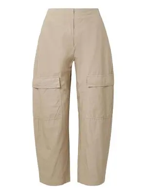 LESET Kyoto Cotton-poplin Barrel-leg Pants - Neutrals