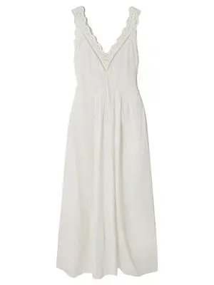 Isabel Marant Freda Broderie Anglaise-trimmed Crepe Maxi Dress - White