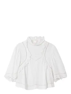 Isabel Marant Frany Broderie Anglaise Crepe Blouse - White