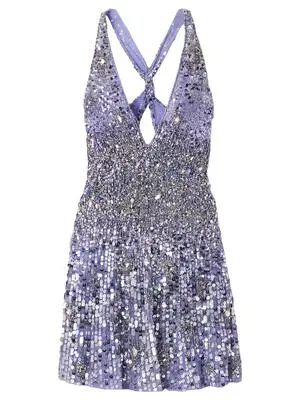 Jenny Packham Crystal And Sequin-embellished Tulle Mini Dress - Purple