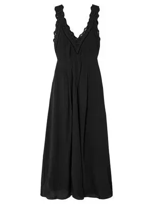 Isabel Marant Freda Broderie Anglaise-trimmed Crepe Maxi Dress - Black