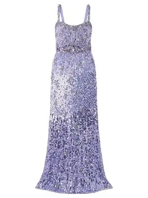 Jenny Packham Zodiac Crystal And Sequin-embellished Tulle Gown - Purple