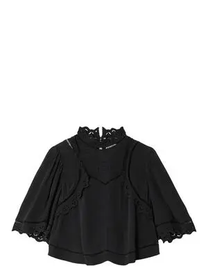 Isabel Marant Frany Broderie Anglaise Crepe Blouse - Black