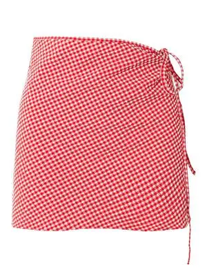 Hunza G Gingham Seersucker Pareo Red
