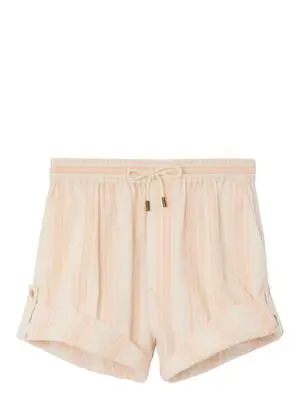 Chloé Striped Cotton-poplin Shorts - Pink