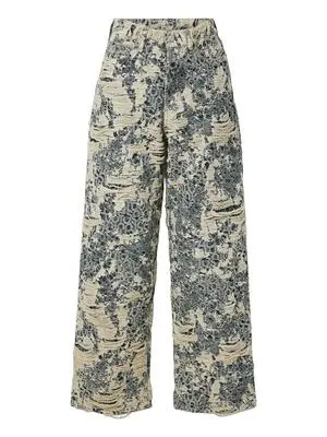 Acne Studios 1981 Distressed Mid-rise Wide-leg Organic Jeans - Gray