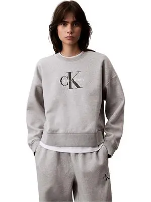Calvin Klein Monologo Fleece Relaxed Sweatshirt - Heroic Gray Heather