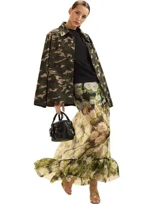 Cynthia Rowley Field Jacket With Faux Fur Collar - Camo