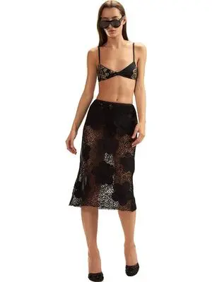 Cynthia Rowley Ibiza Crochet Skirt With Appliqués - Black