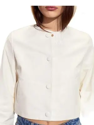 Cynthia Rowley London Leather Cropped Jacket - White