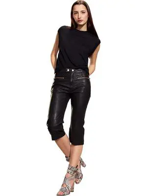 Cynthia Rowley Downtown Leather Capris - Black