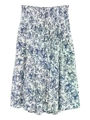 Maje Fruit-print Smocked Midi Skirt - White