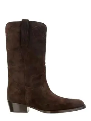 Paris Texas Suede Square-toe Boots - Brown